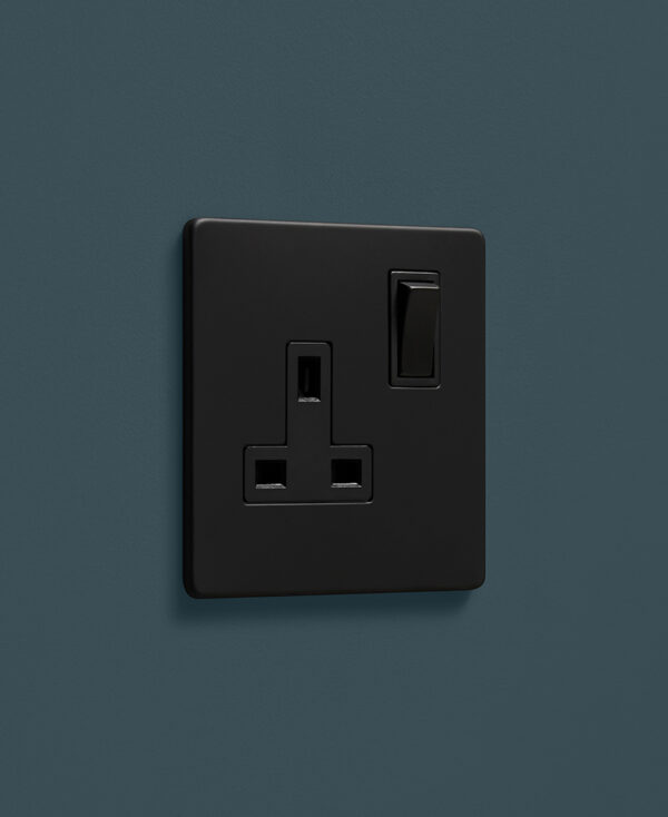 Single Plug Socket Black with Black or White Inserts