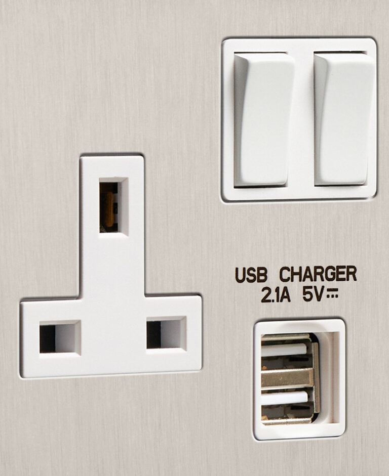Brushed Steel USB Sockets with Choice of Inserts