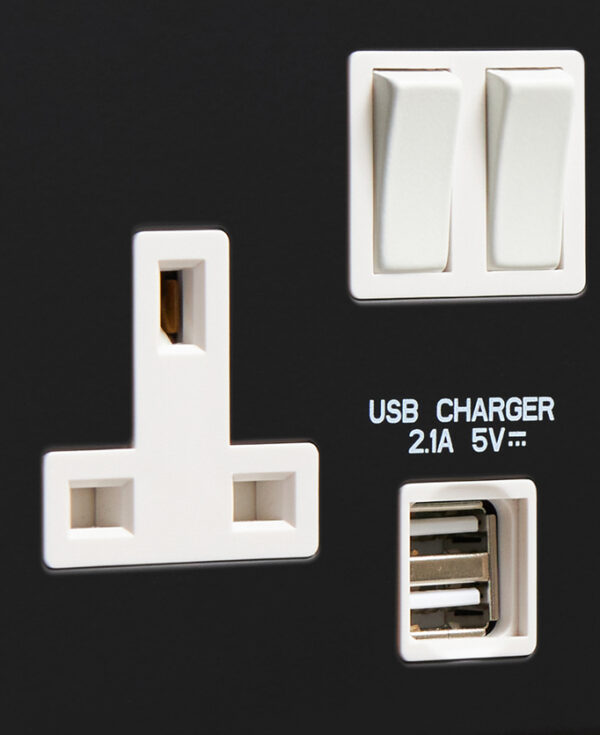 Double Socket with USB black - with Black or White Inserts