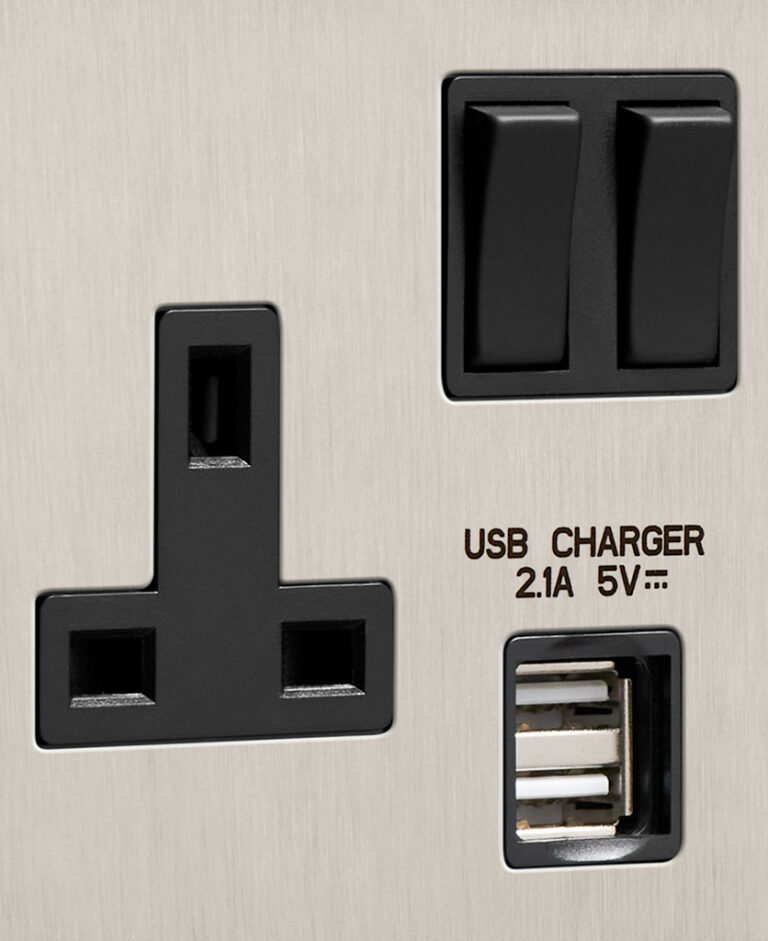 Brushed Steel USB Sockets with Choice of Inserts
