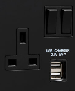 Double Socket with USB black - with Black or White Inserts