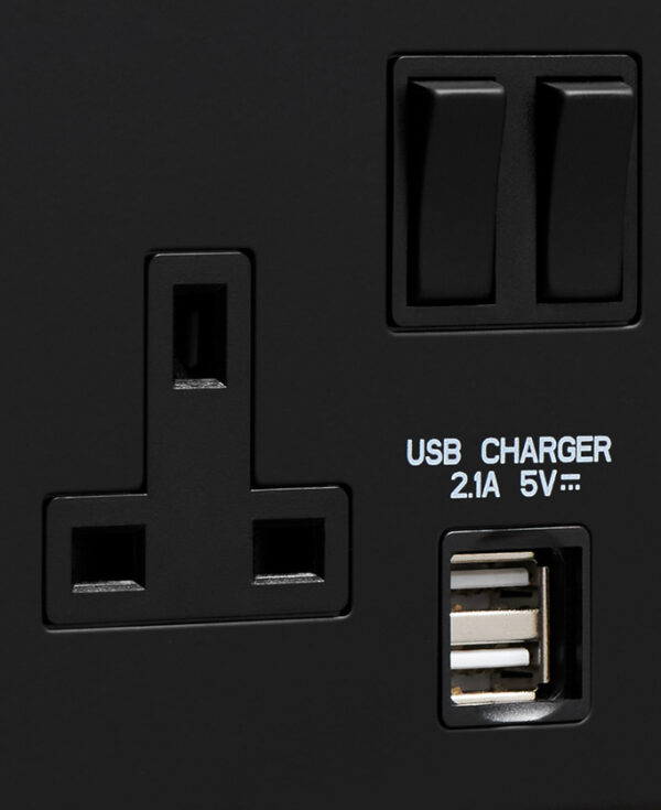Double Socket with USB black - with Black or White Inserts