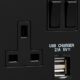Double Socket with USB black - with Black or White Inserts