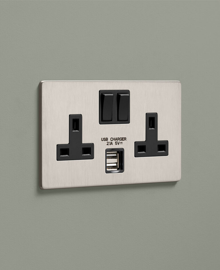 Brushed Steel USB Sockets with Choice of Inserts