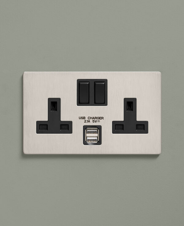 Brushed Steel USB Sockets with Choice of Inserts