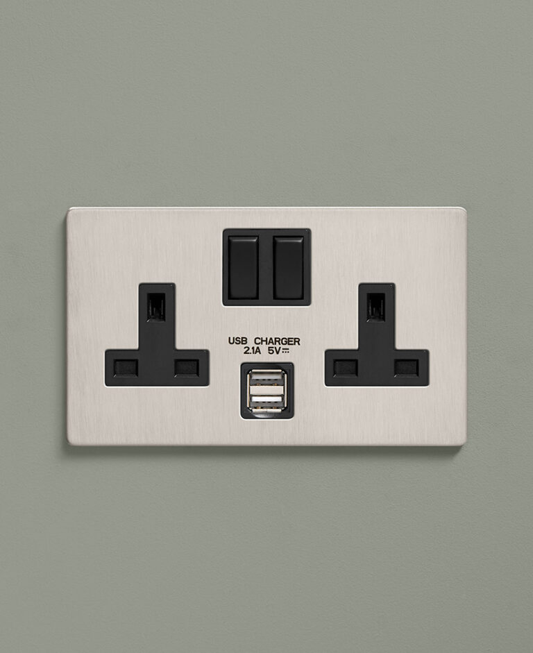 Brushed Steel USB Sockets with Choice of Inserts