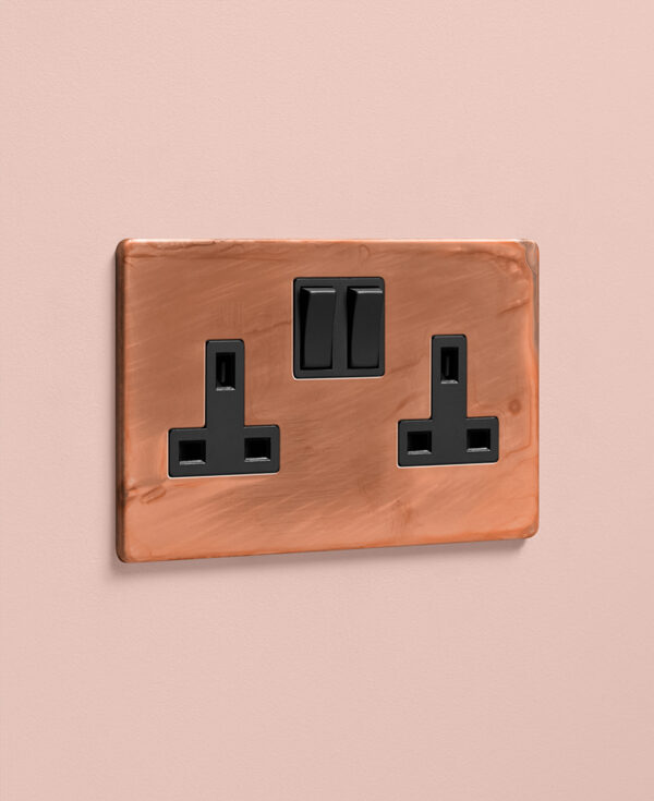 Double Copper Plug Socket with Black or White Inserts