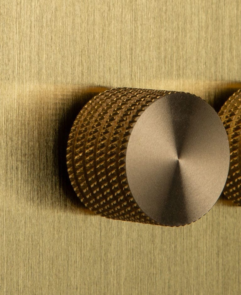 Brass Dimmer Switch - Double Switch White, Black, Silver or Gold Knobs