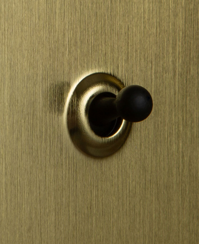Brass Toggle Switch with Gold, White, Black or Silver Toggle