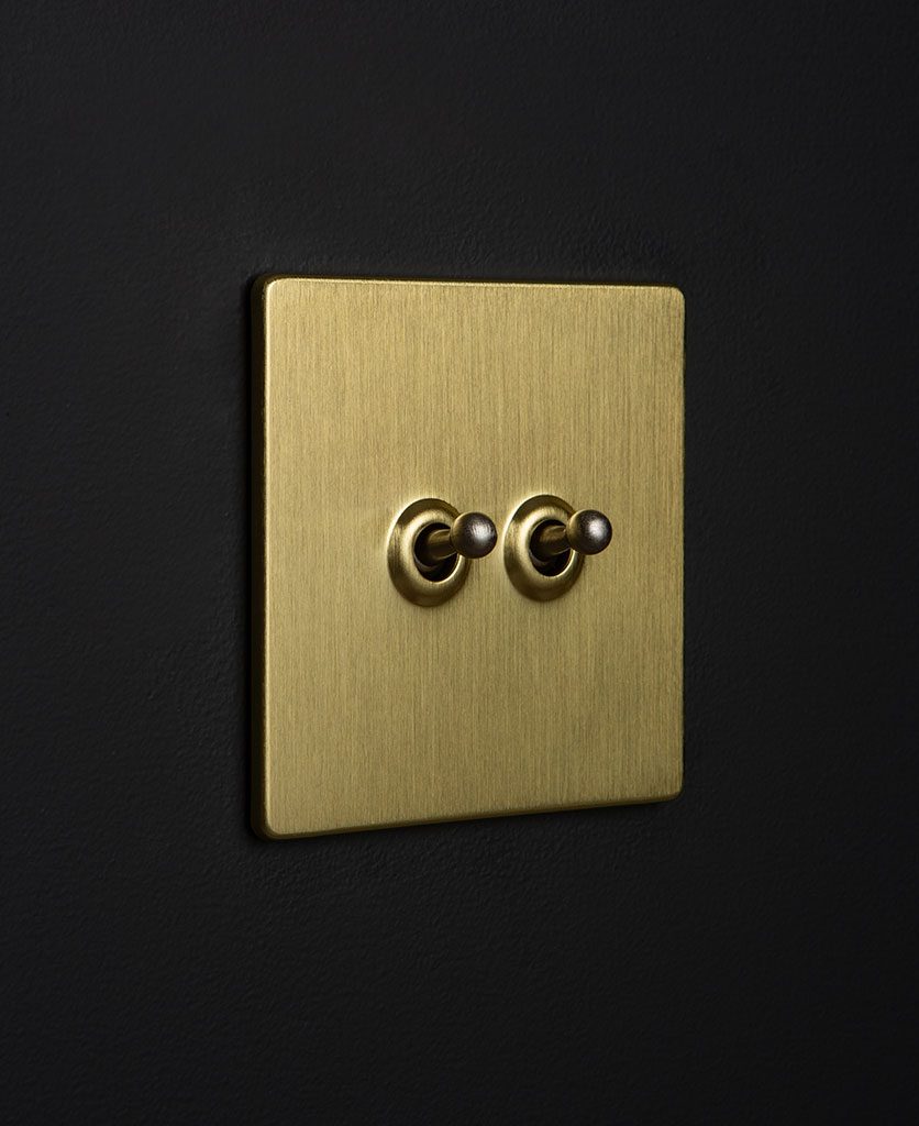 Toggle Light Switches - Gold Double Toggle Switch