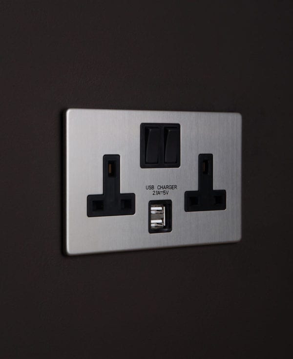 Brushed Steel USB Sockets with Choice of Inserts