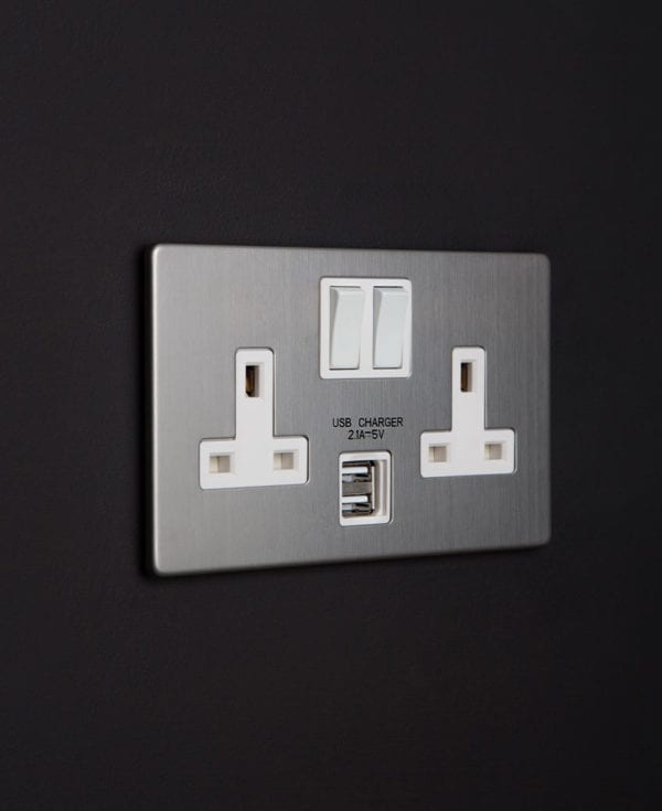 Brushed Steel USB Sockets with Choice of Inserts