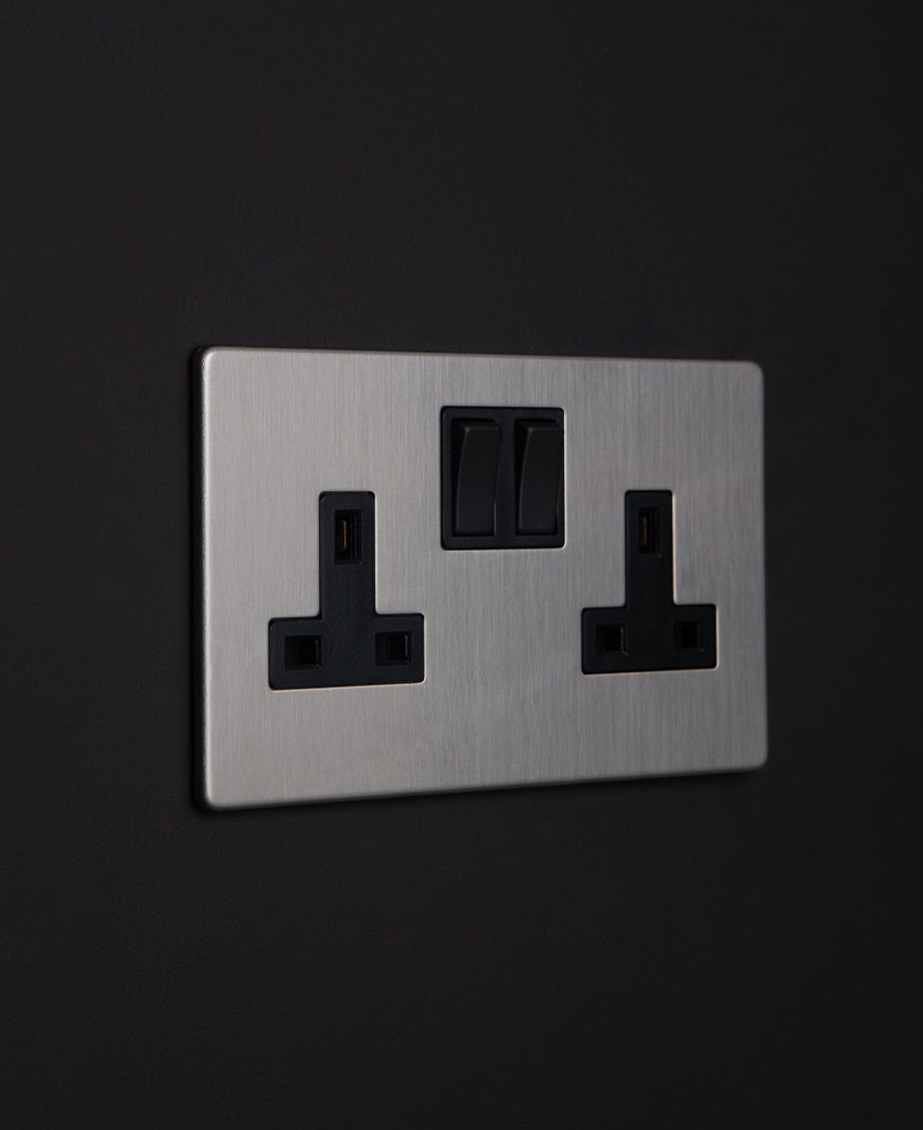 Silver Double Sockets - with Black or White Inserts