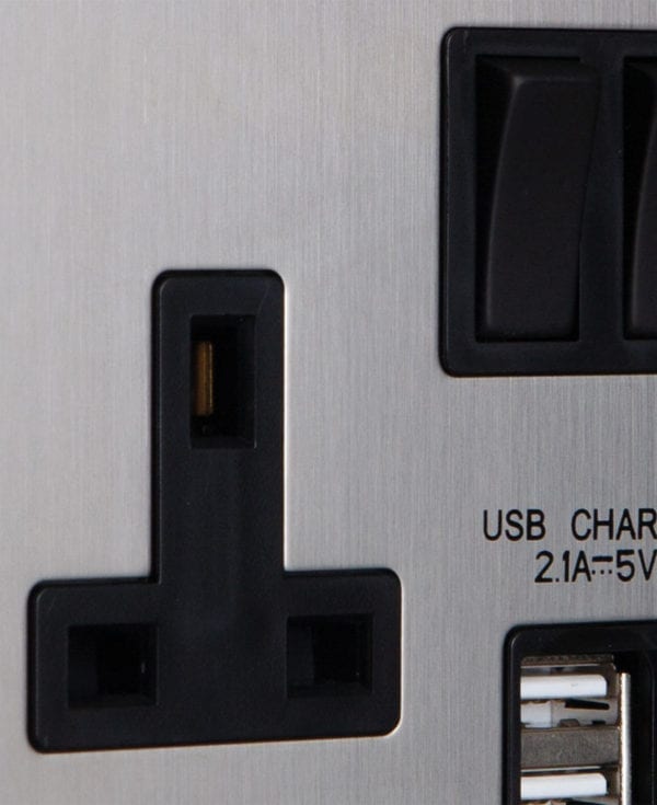 Brushed Steel USB Sockets with Choice of Inserts