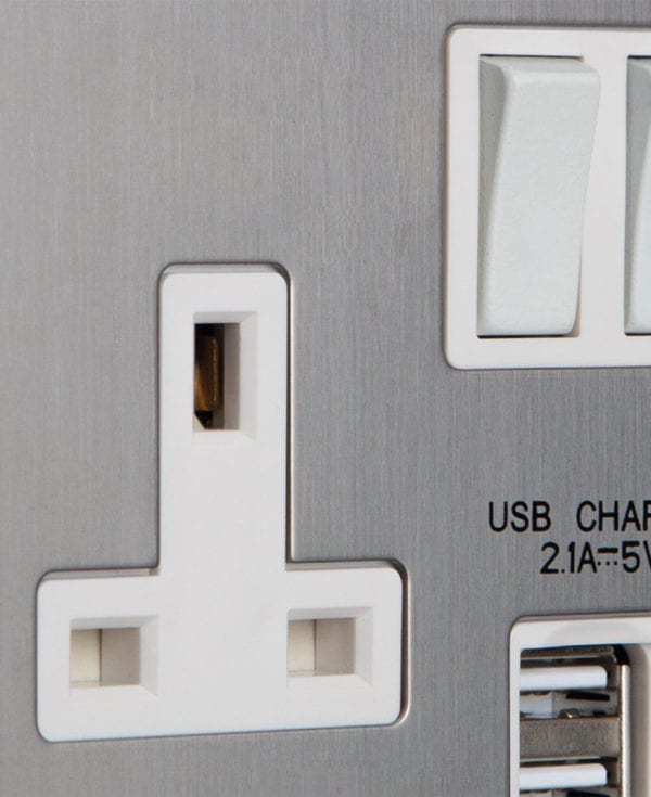 Brushed Steel USB Sockets with Choice of Inserts