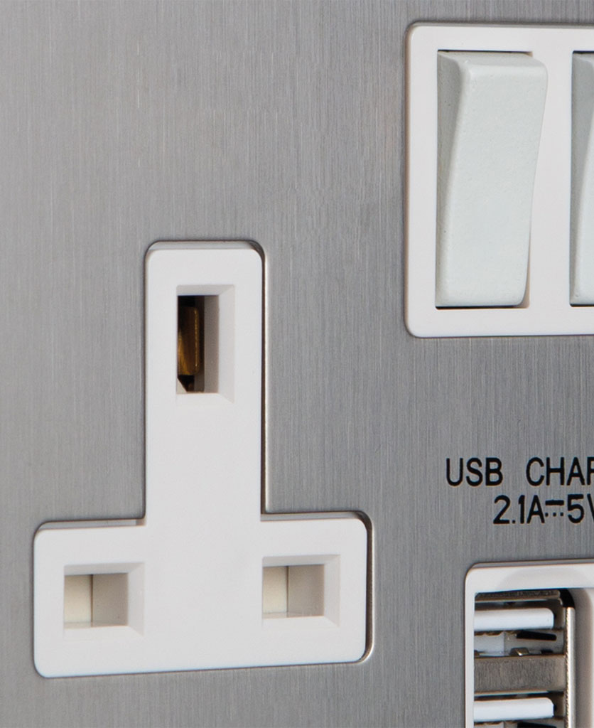 Brushed Steel USB Sockets with Choice of Inserts