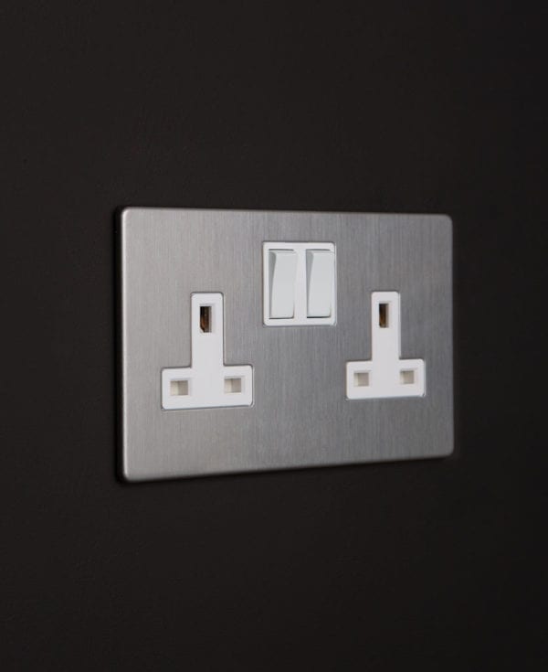 Silver Double Sockets - with Black or White Inserts