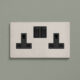 Silver Double Sockets - with Black or White Inserts