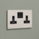 Silver Double Sockets - with Black or White Inserts