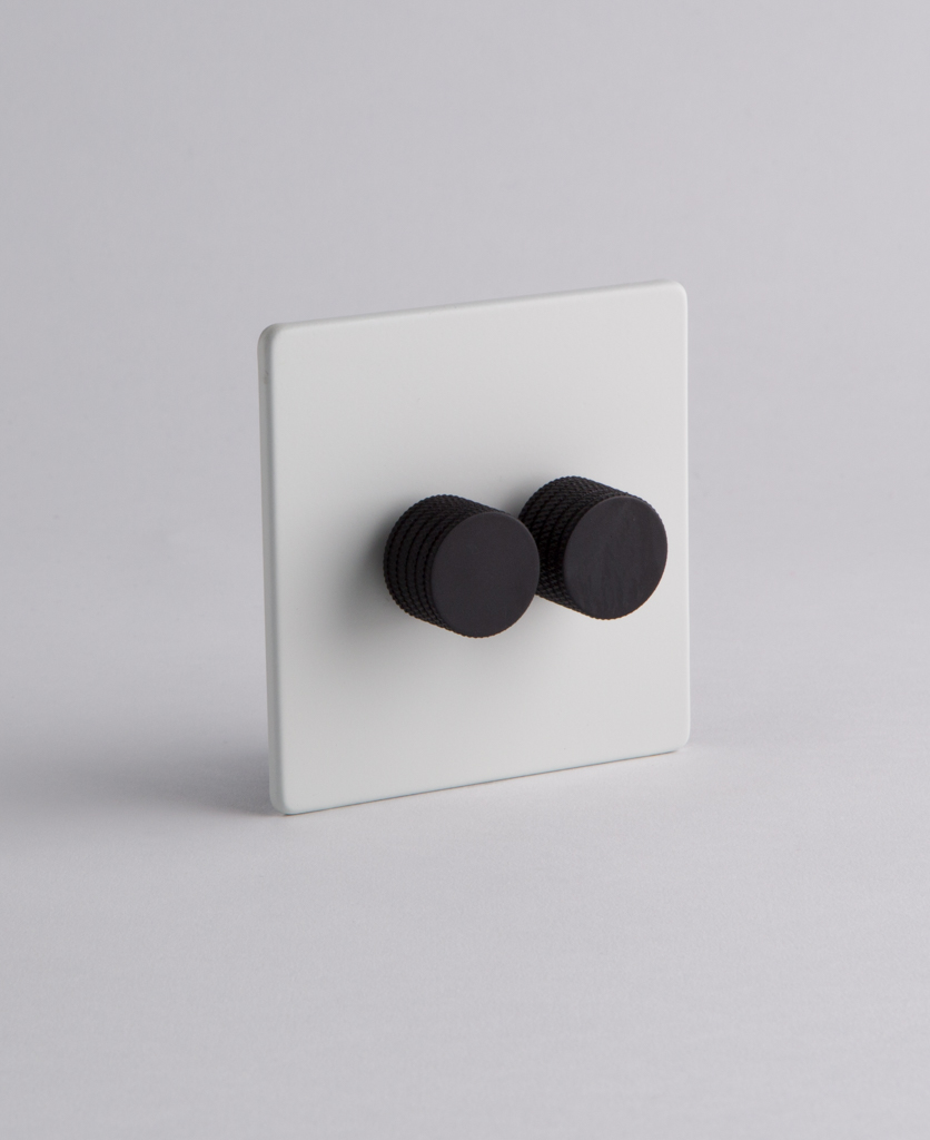 Designer Dimmer Switch Double White & Black Light Switch
