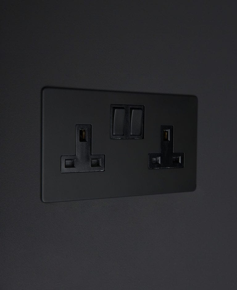 Black Double Socket: Double Plug Socket with Black or White Inserts