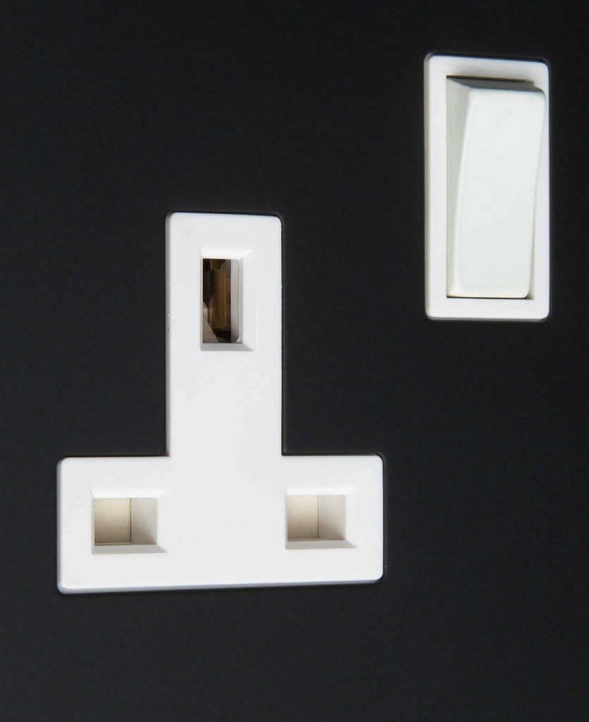 Single Plug Socket Black with Black or White Inserts