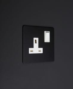 Single Plug Socket Black with Black or White Inserts