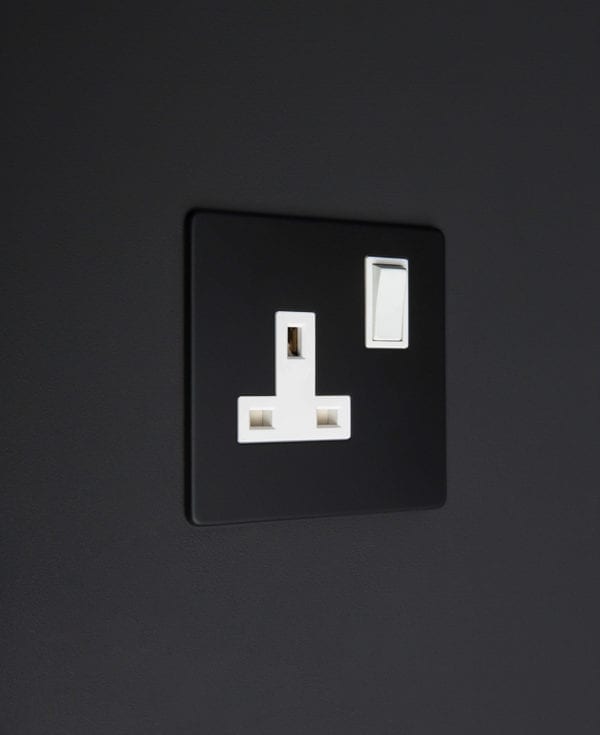 Single Plug Socket Black with Black or White Inserts