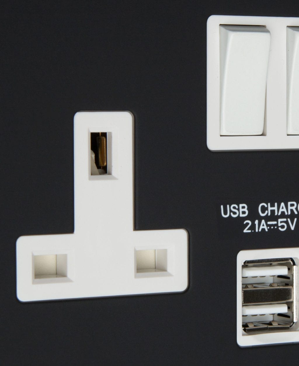 Double Socket with USB black - with Black or White Inserts
