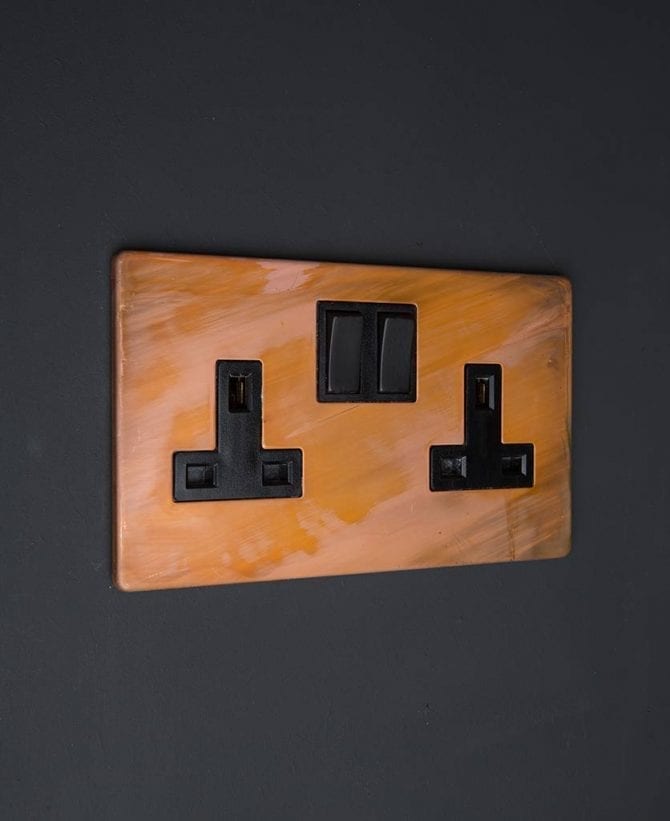 Double Socket - Copper Plug Socket with Black or White Inserts