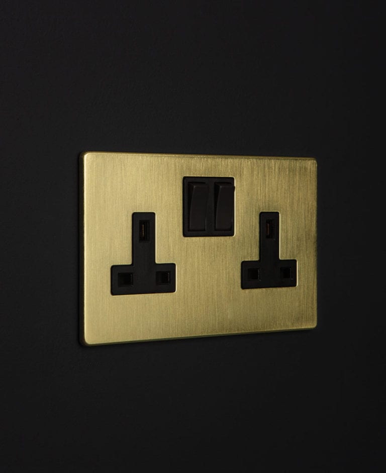 Double Plug Socket Gold - 2 Gang Socket with Choice of Insert
