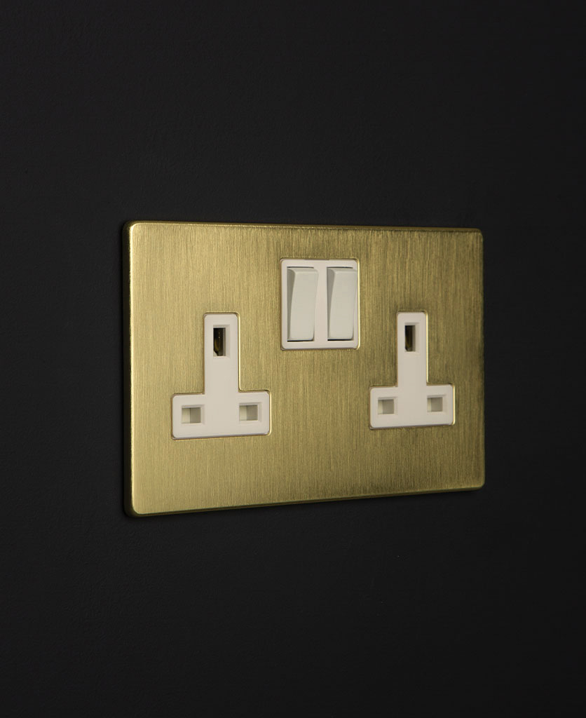 Double Plug Socket Gold - 2 Gang Socket with Choice of Insert