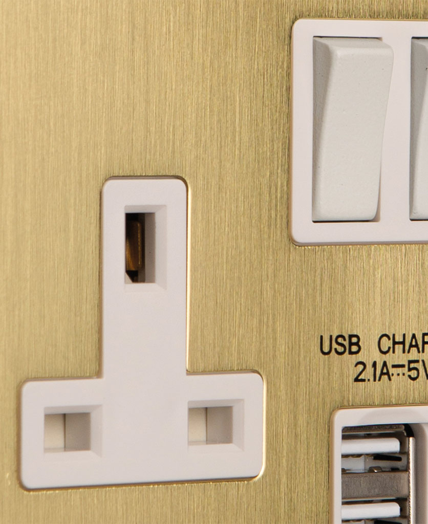 USB Double Socket Gold - with Black or White Inserts