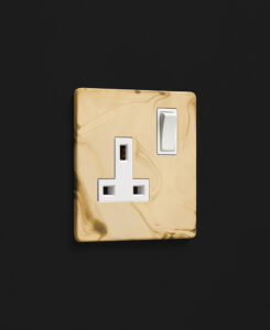 Wall Sockets - Smoked Gold Single Socket with Black or White Inserts