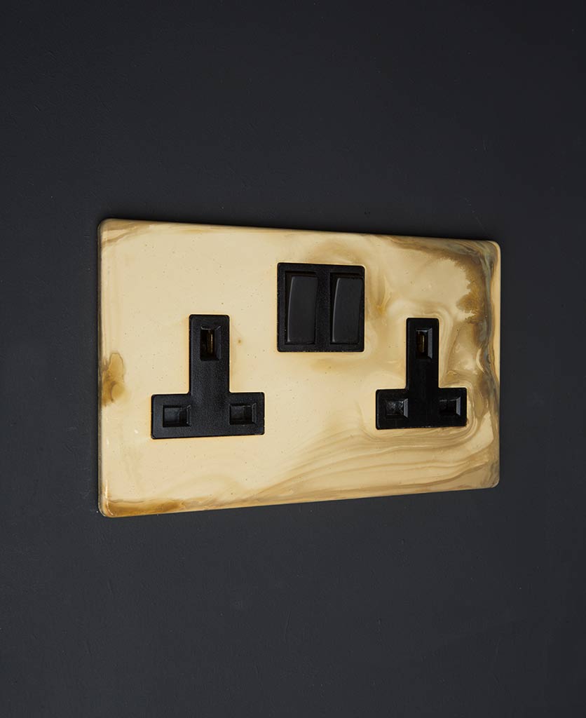Multi Plug Socket - Smoked Gold Double Socket with Choice of Inserts