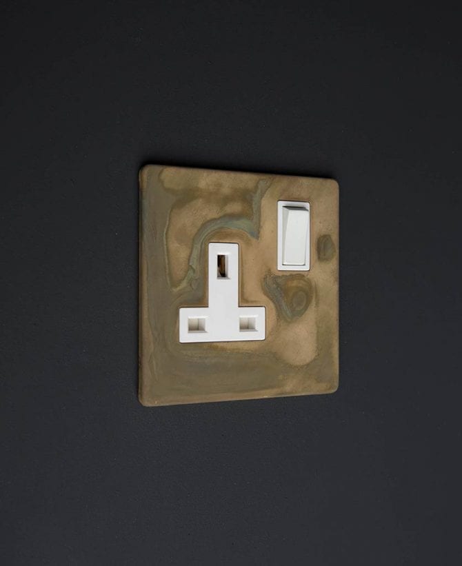 Wall Sockets - Smoked Gold Single Socket with Black or White Inserts
