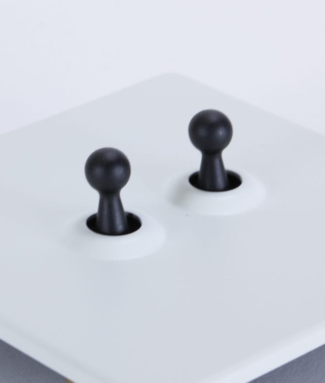 White Toggle Light Switch with Black, White Gold, Silver Toggles