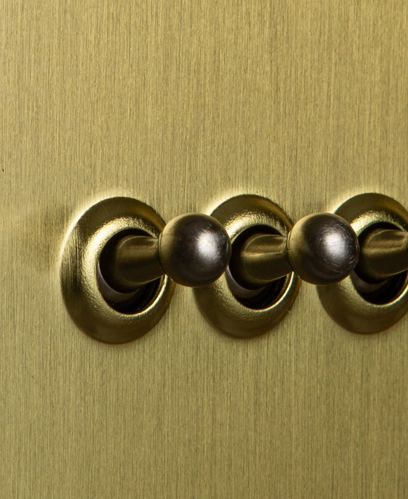 Brass Toggle Light Switches - Gold Triple Toggle Switch