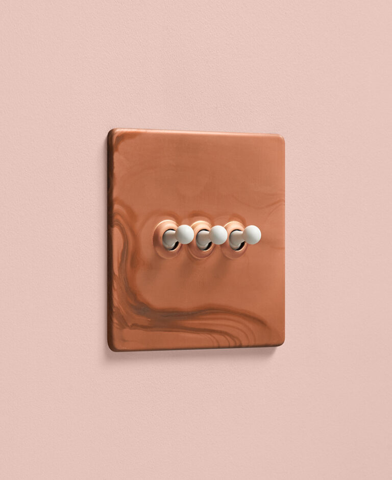 Contemporary Light Switch - Copper Triple Toggle Switch