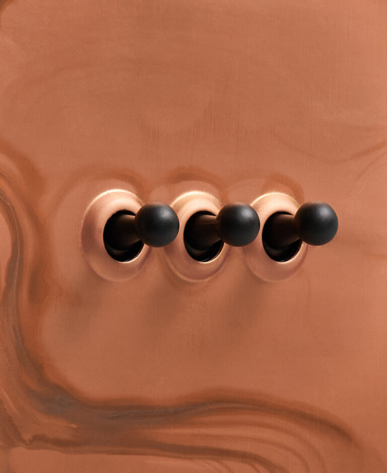 Contemporary Light Switch - Copper Triple Toggle Switch