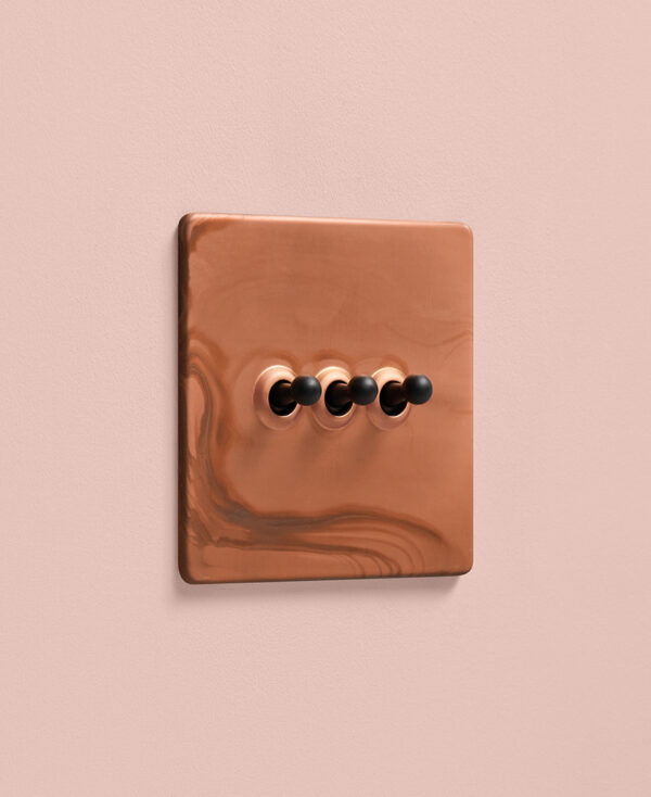Contemporary Light Switch - Copper Triple Toggle Switch