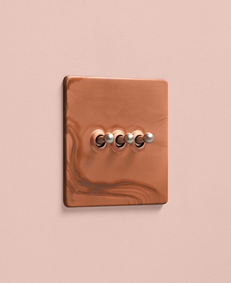 Contemporary Light Switch - Copper Triple Toggle Switch