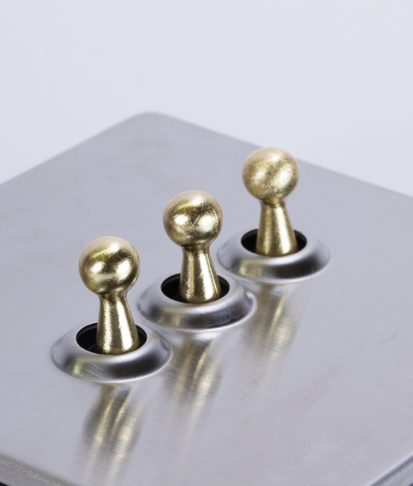 Metal Light Switch - Silver Triple Toggle Light Switch
