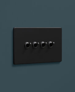 4 Gang Light Switch - Black Quadruple Toggle Switch