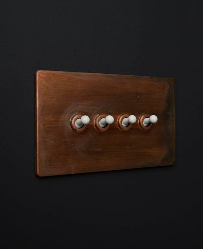 Lamp Switches - Copper Quadruple Toggle Switch