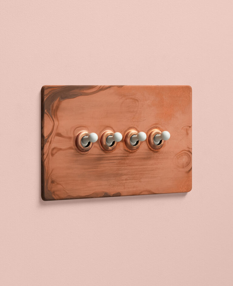 Lamp Switches - Copper Quadruple Toggle Switch