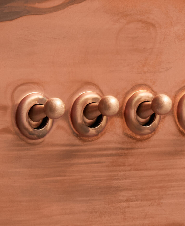 Lamp Switches - Copper Quadruple Toggle Switch