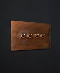 Lamp Switches - Copper Quadruple Toggle Switch