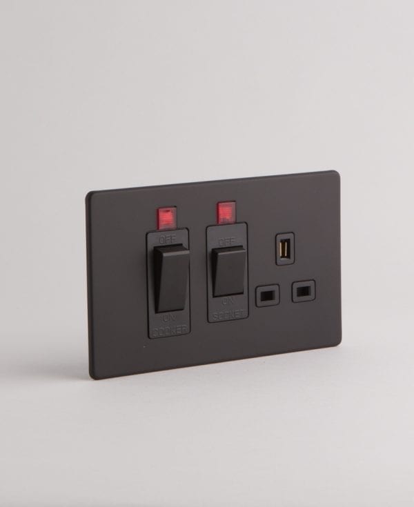 COOKER SWITCH & Socket Black & Black Industrial Style