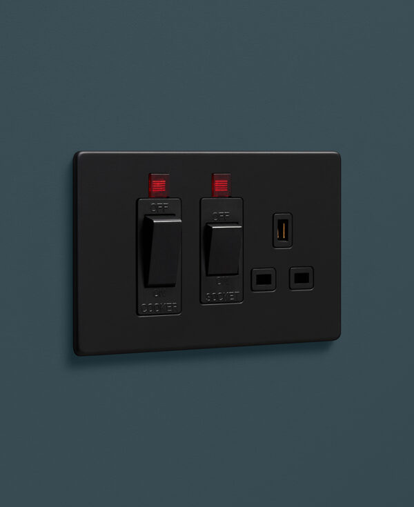 COOKER SWITCH & Socket Black & Black Industrial Style